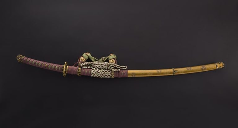 Itomaki Tachi Koshirae Featuring Gold Nashiji Saya Scabbard with Aoi ...